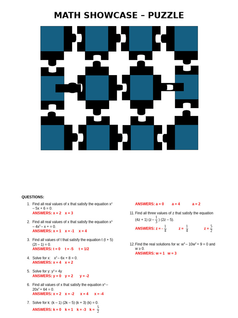 Math Showcase - Puzzle | PDF