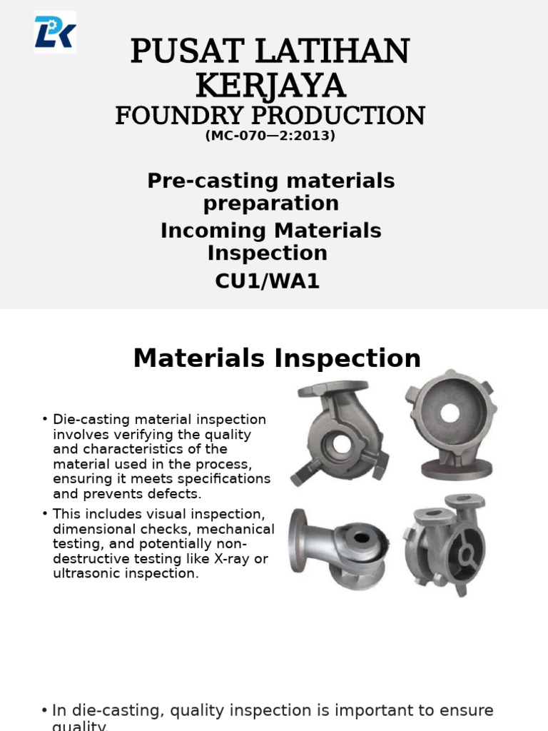 WA 1 DieCasting Materials Preparation | PDF | Casting | Metalworking