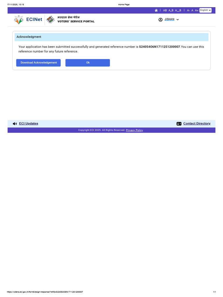 Voter Application Acknowledgment Notice | PDF