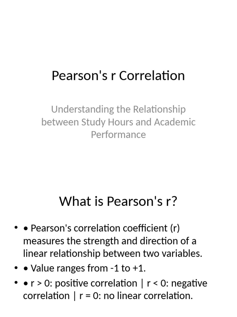Pearsons R Correlation Presentation | PDF