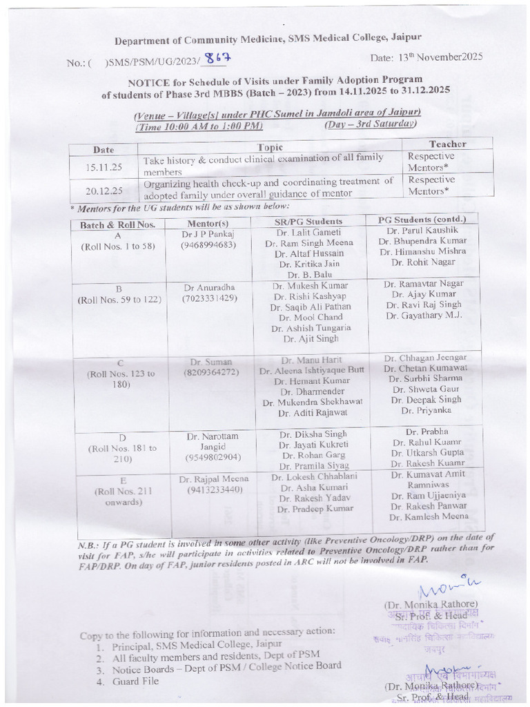 Notice For Schedulr of Visit Under FAP UG Batch 2024 | PDF