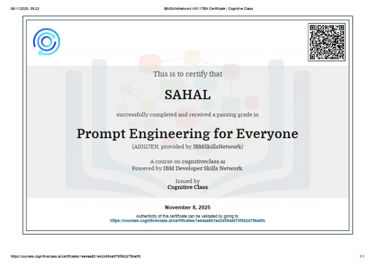 Prompt Engineering Course Certificate | PDF