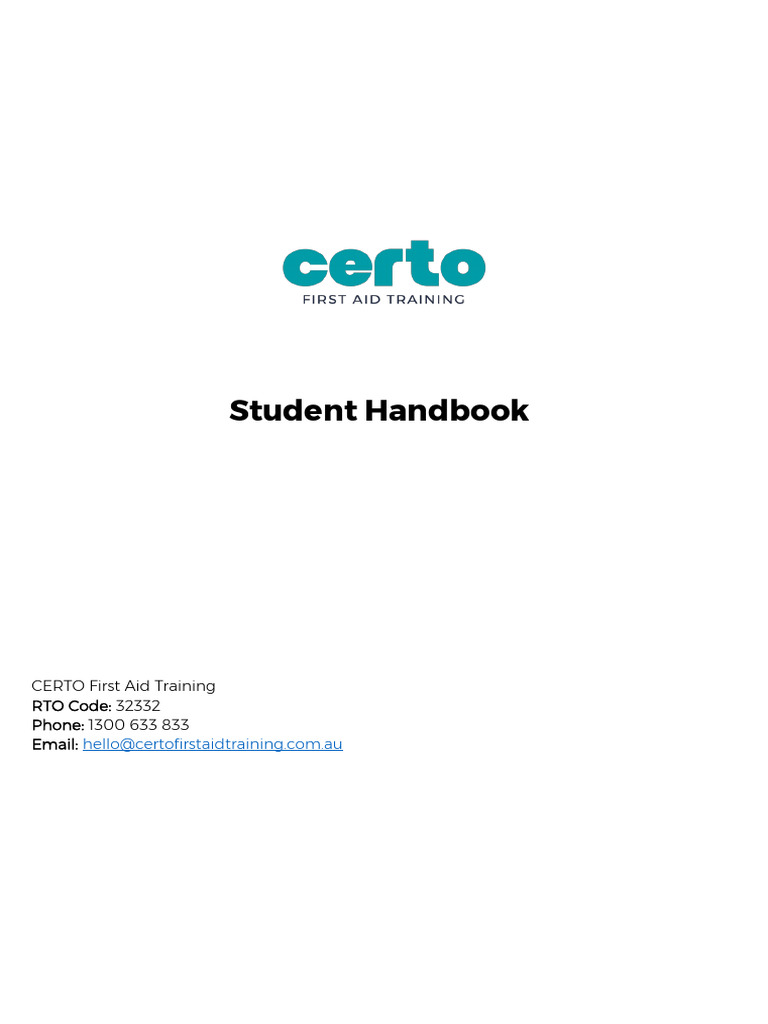 CERTO First Aid Training Handbook | PDF | Harassment | Vocational Education