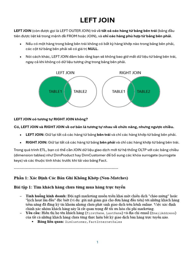 Bài TH C Hành 6 - Left Join - SV | PDF