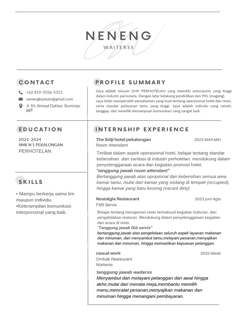 Minimalist White and Grey Professional Resume PDF | PDF