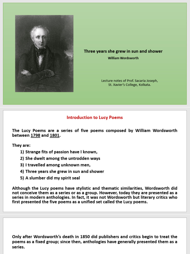 Analysis of Wordsworth's Lucy Poems | PDF | Poetry