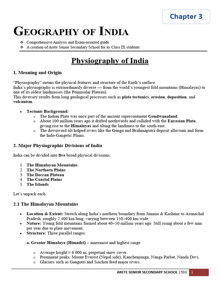Geography of India: A Student Guide | PDF | Monsoon | Rain