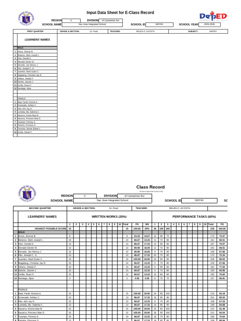 Grade 7 10 Mapeh 1st Quarter | PDF
