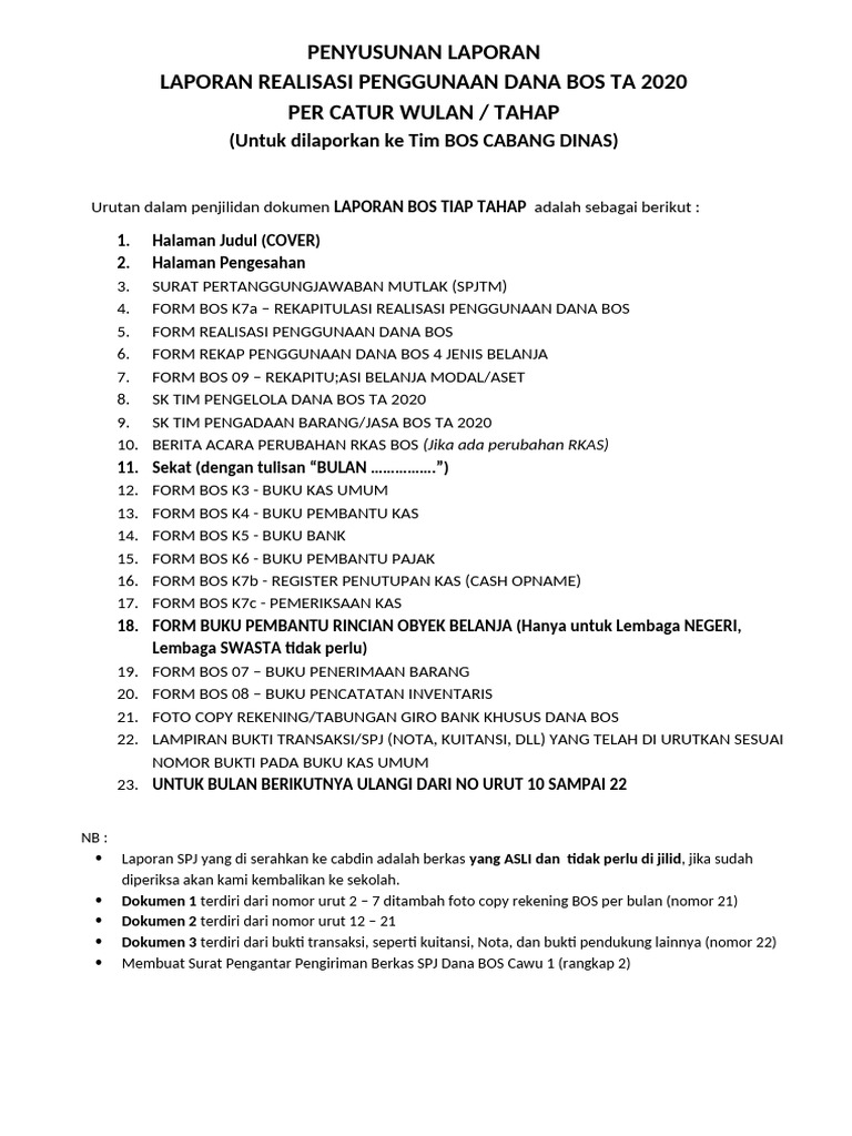 Tata Cara Penyusunan Laporan Ringkas Per Cawu - 2020 | PDF