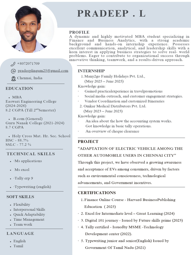 MBA Student Profile: Finance & Analytics | PDF | Master Of Business ...
