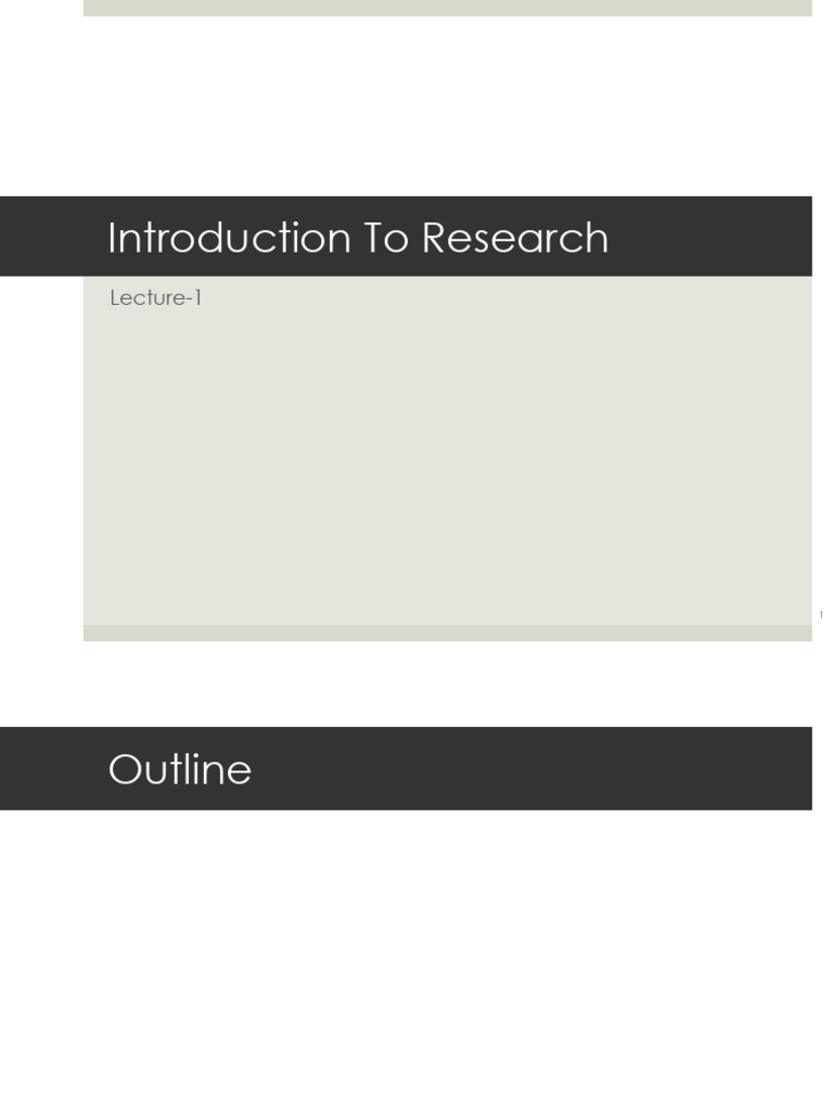 Lecture1-Introduction To Research | PDF | Hypothesis | Experiment