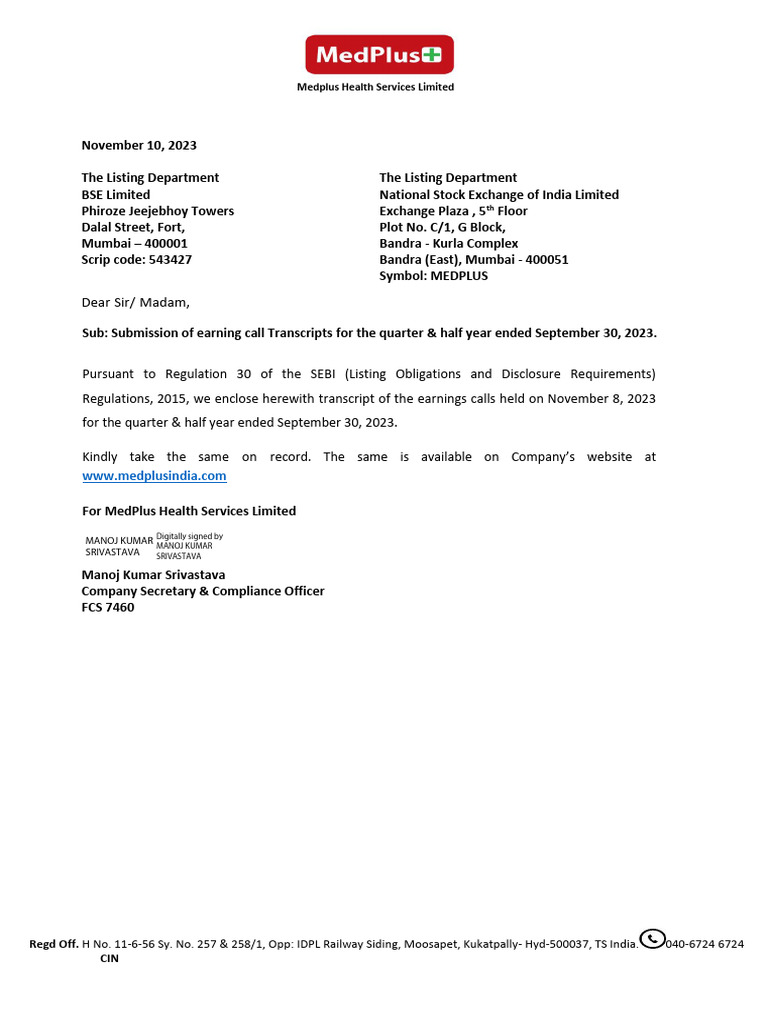 Medplus Health Services Limited: Company's Website at | PDF | Generic ...