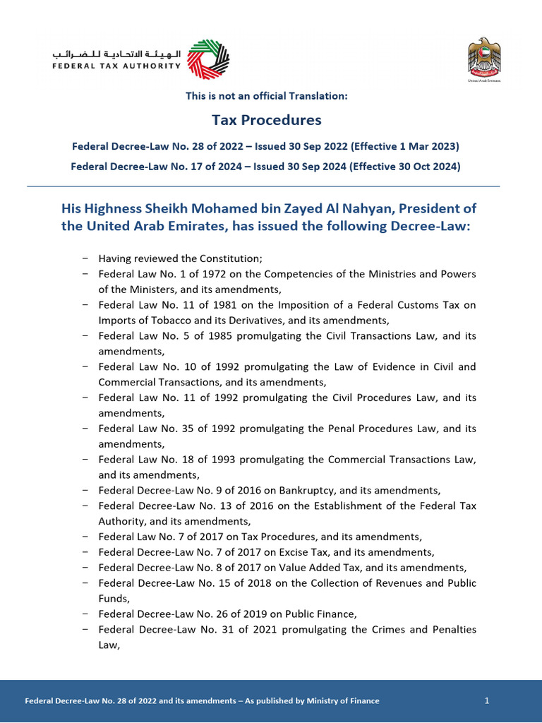 Tax Procedures - Action On 30 Oct 2024 - en | PDF | Taxation In The ...