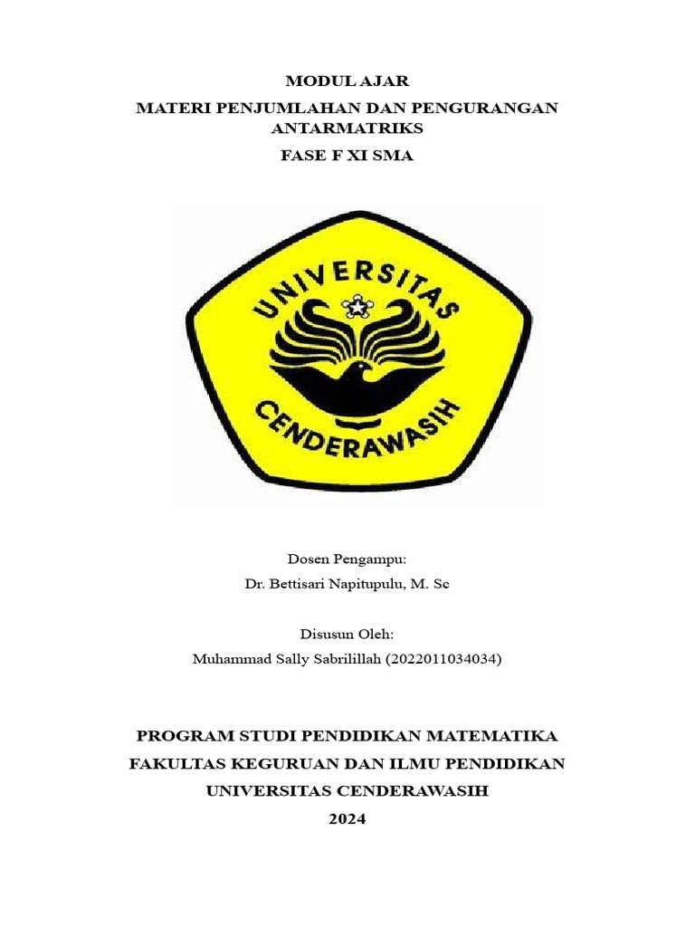 Modul Ajar Penjumlahan Matriks XI | PDF