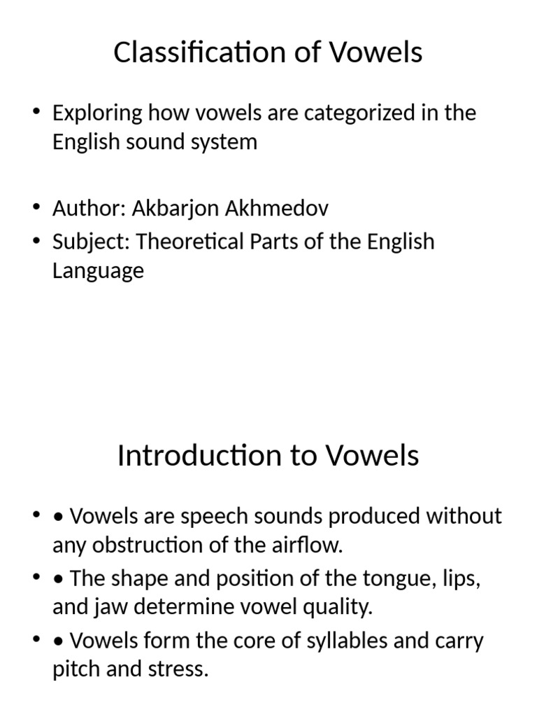 Vowel Classification in English Phonetics | PDF | Vowel | Phonology