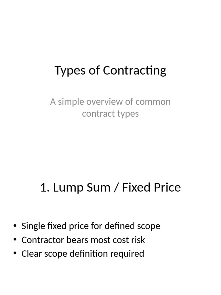 Types of Contracting in Construction Industry | PDF