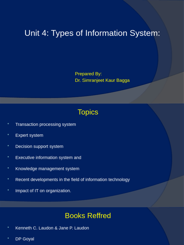 Unit 4 Types of IS | PDF | Decision Support System | Database Transaction