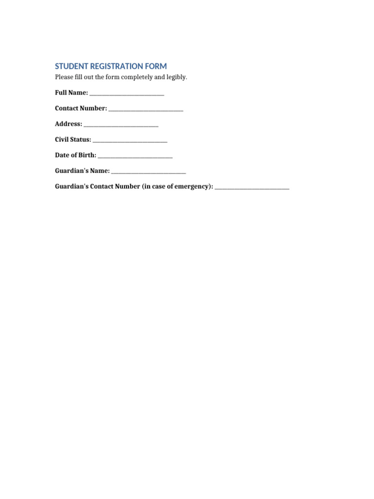 Student Registration Form | PDF