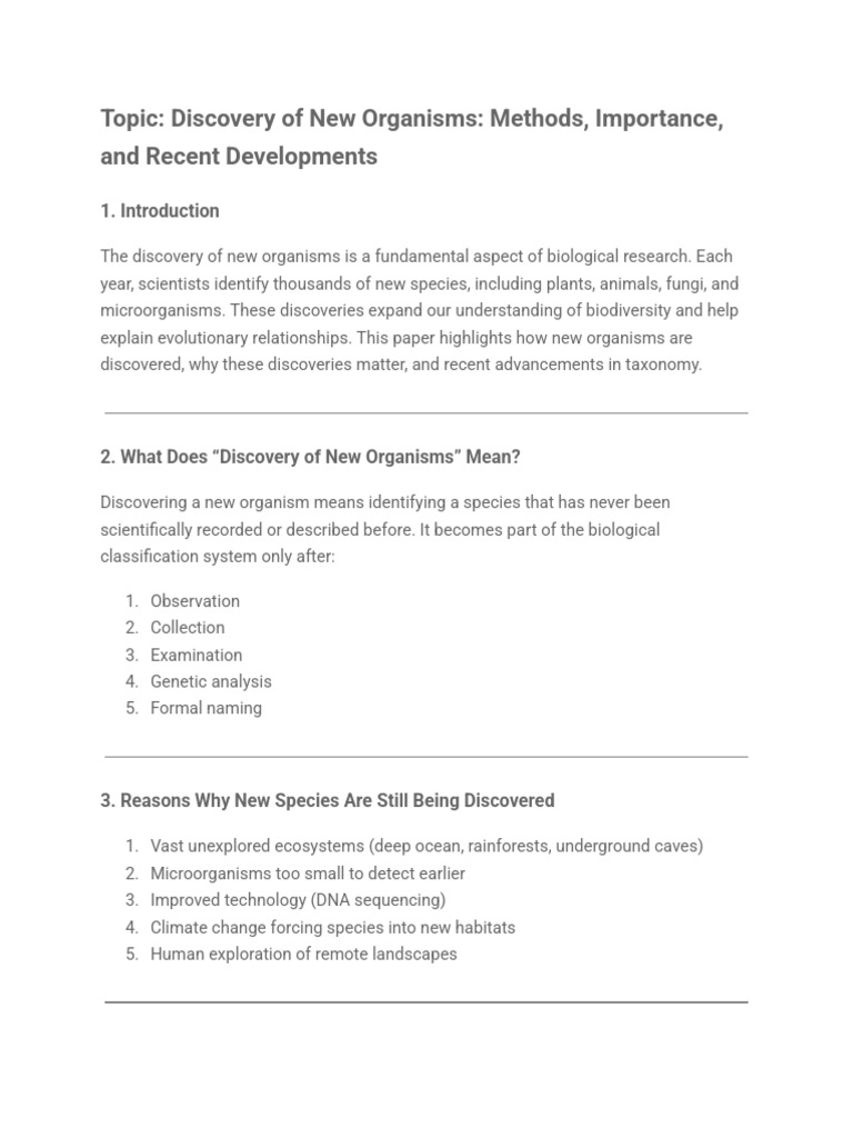 Discovery of New Organisms - Methods, Importance, and Recent ...