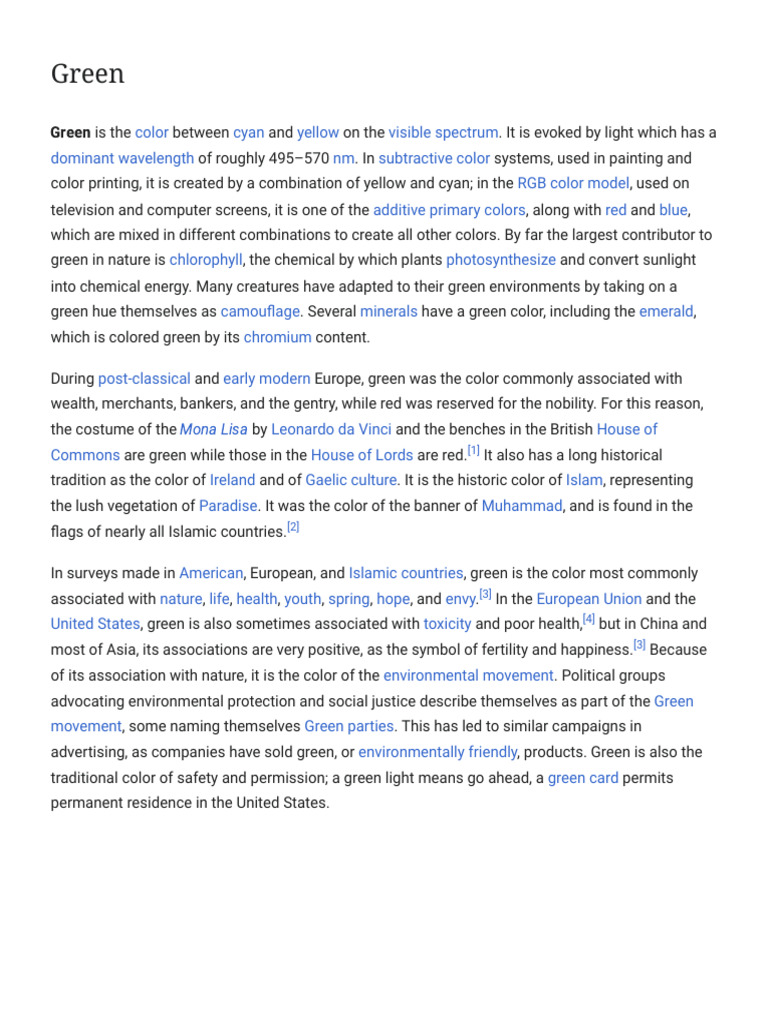 Green - Wikipedia | PDF | Green | Eye Color