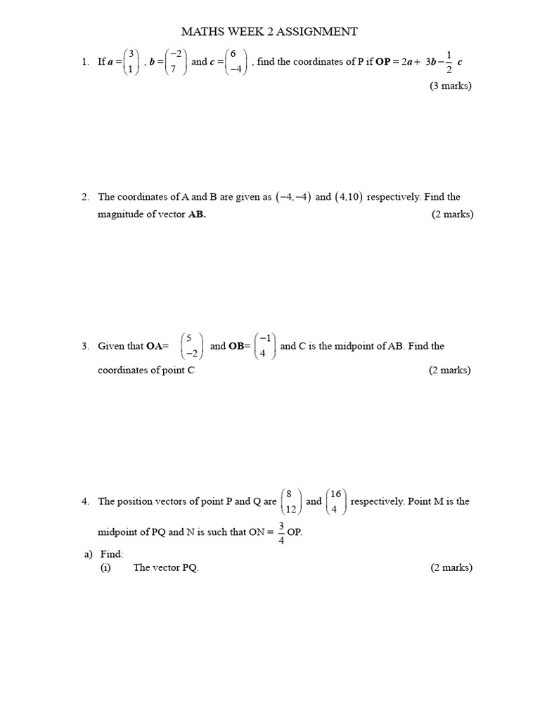 Maths Week 2 Assignment | PDF