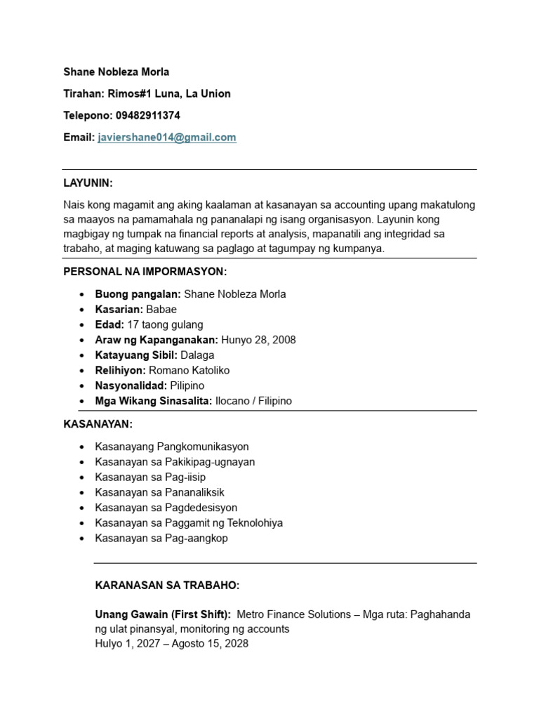 Shane's Resume | PDF