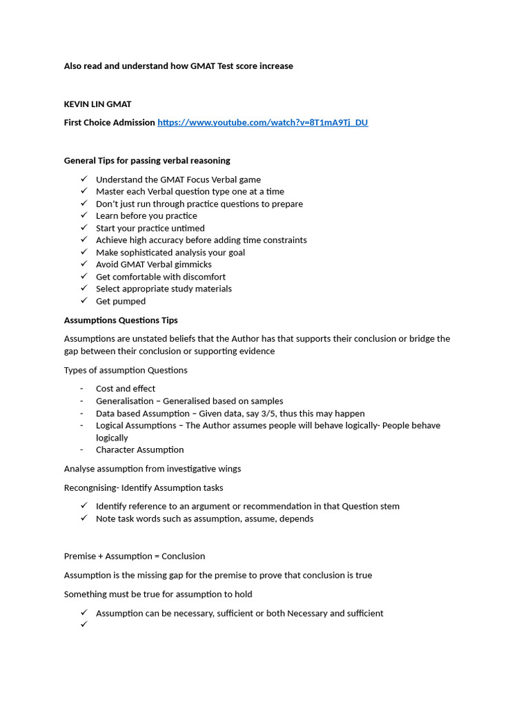 Key Tips Summary For Verbal | PDF