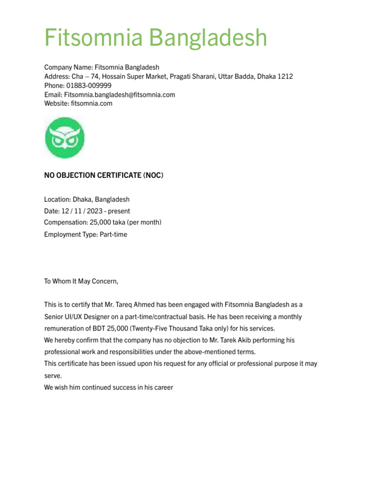 NOC Letter | PDF