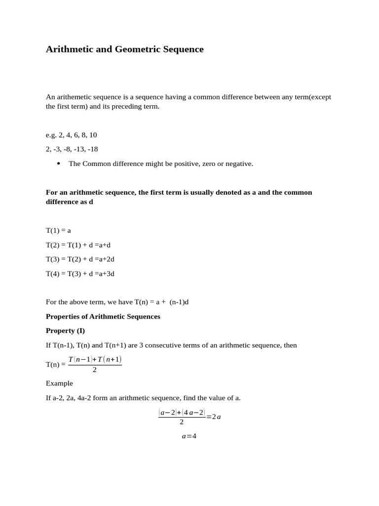Arithmetic and Geometric Sequence | PDF | Sequence | Chess Theory