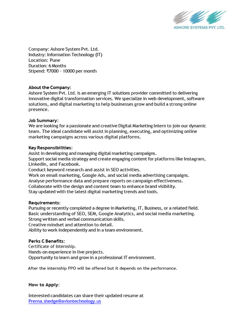 Job Description - Digital Marketing Intern | PDF