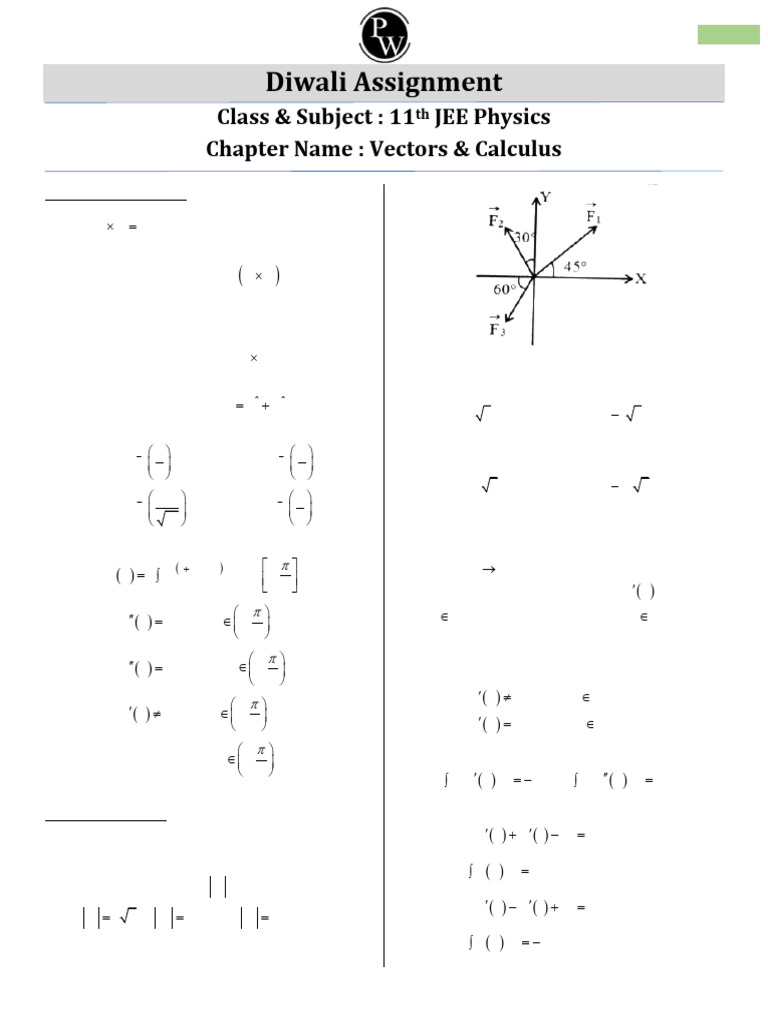 Diwali Physics Assignment: Vectors & Calculus | PDF | Mathematics ...