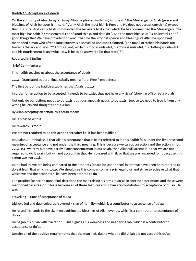Hadith 10 | PDF | God In Islam | Hadith
