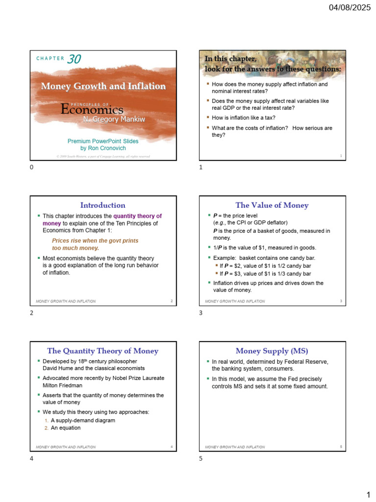 Princ ch30 Presentation | PDF | Inflation | Quantity Theory Of Money