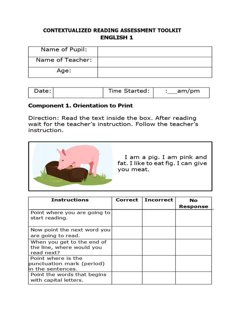 Contextualized Reading Assessment Tool | PDF | Chess | Learning
