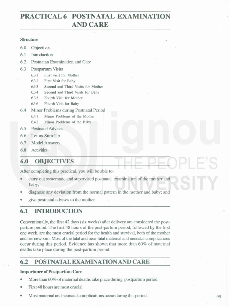 Postnatal Examination and Care Guide | PDF | Breastfeeding | Postpartum ...