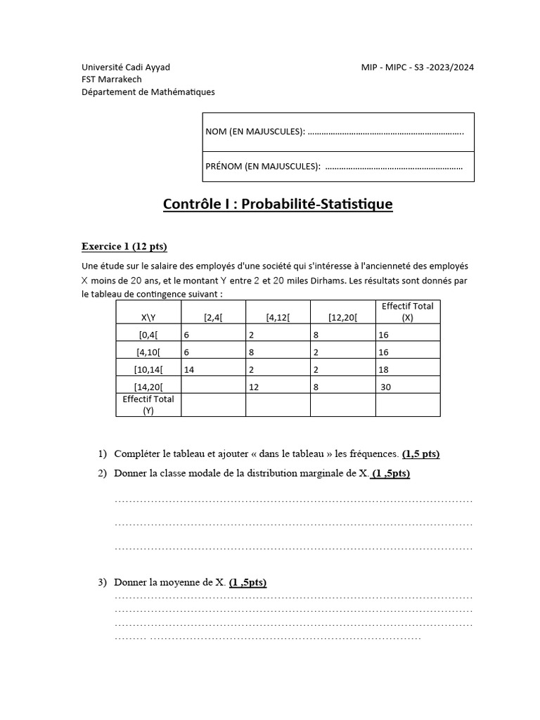 Exam FST Stat2023 | PDF | Descriptive Statistics | Statistical Theory
