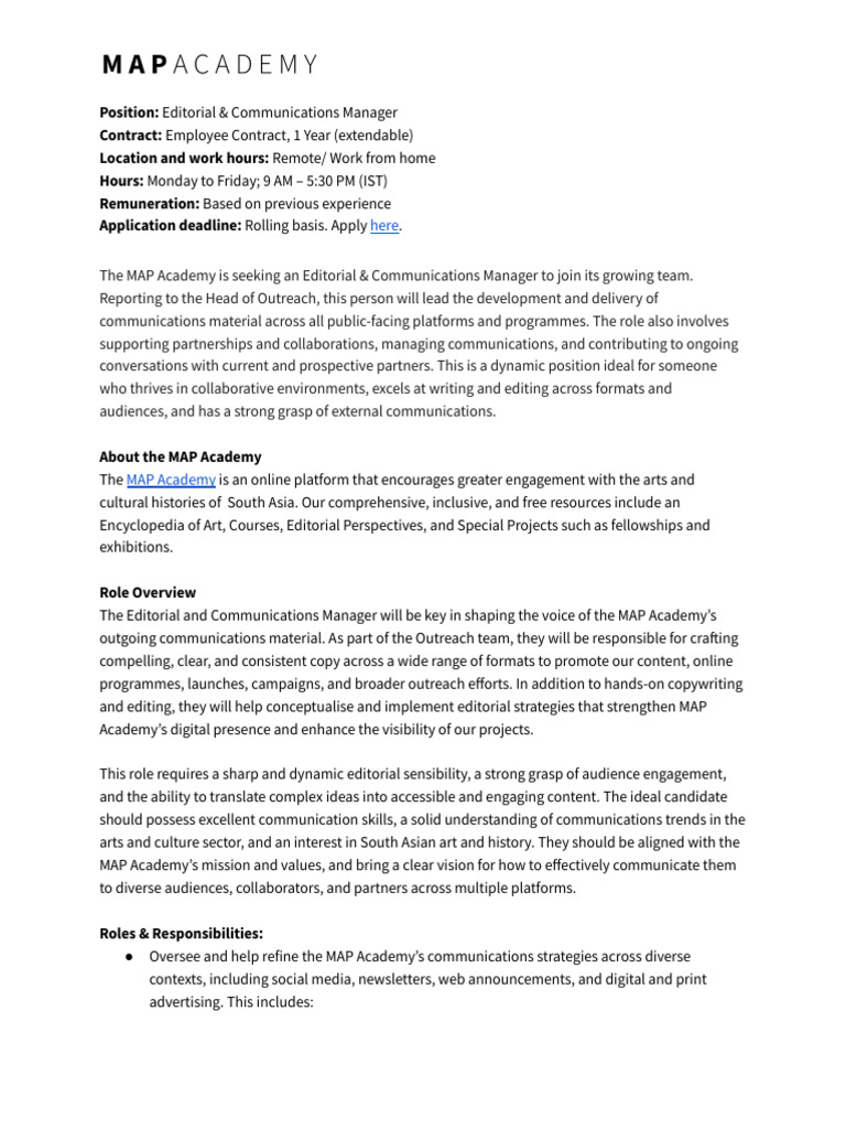 JD Editorial Communications Manager | PDF | Communication | Human ...