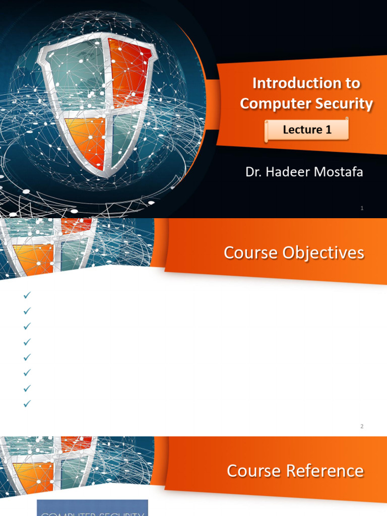 Intro To Computer Security (Lecture 1) | PDF | Security | Computer Security