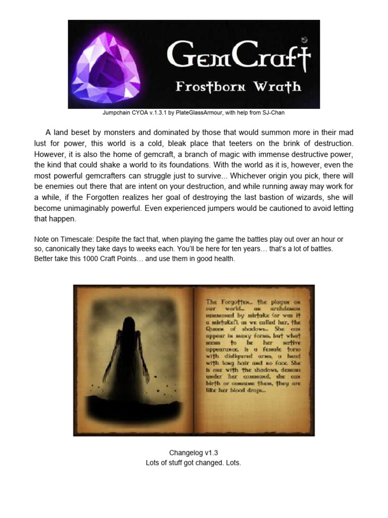 GemCraft - Frostborn Wrath JumpChain | PDF | Ghosts | Gemstone