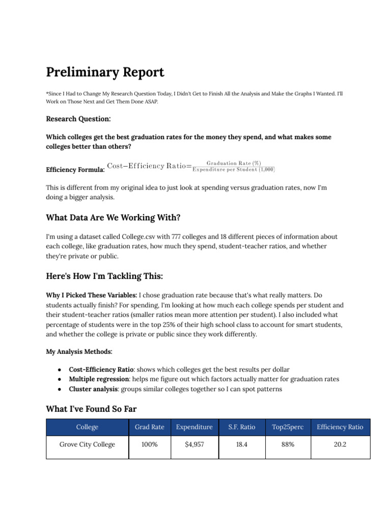 Preliminary Report - Sri | PDF | Applied Mathematics | Statistical Analysis