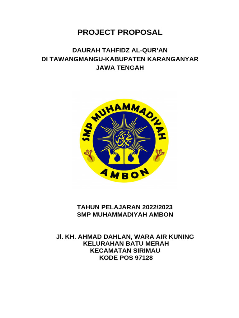 Proposal Daurah Tahfidz Al-Qur'an 2023 | PDF