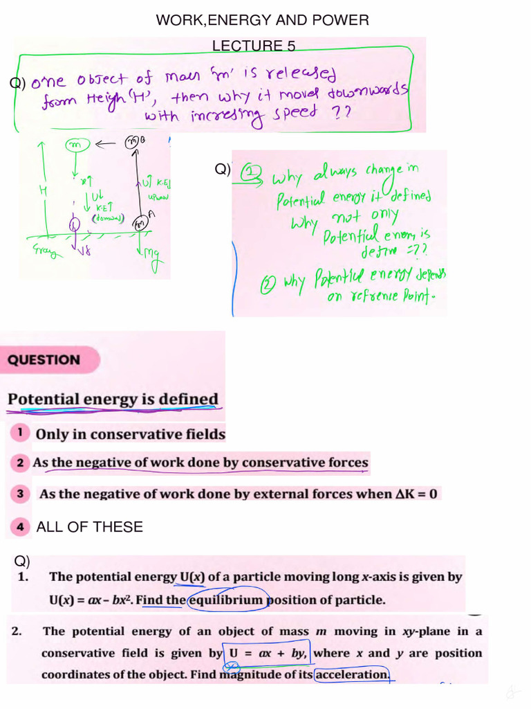 Work, Energy and Power Lecture 5 Question Slides Split Compress | PDF