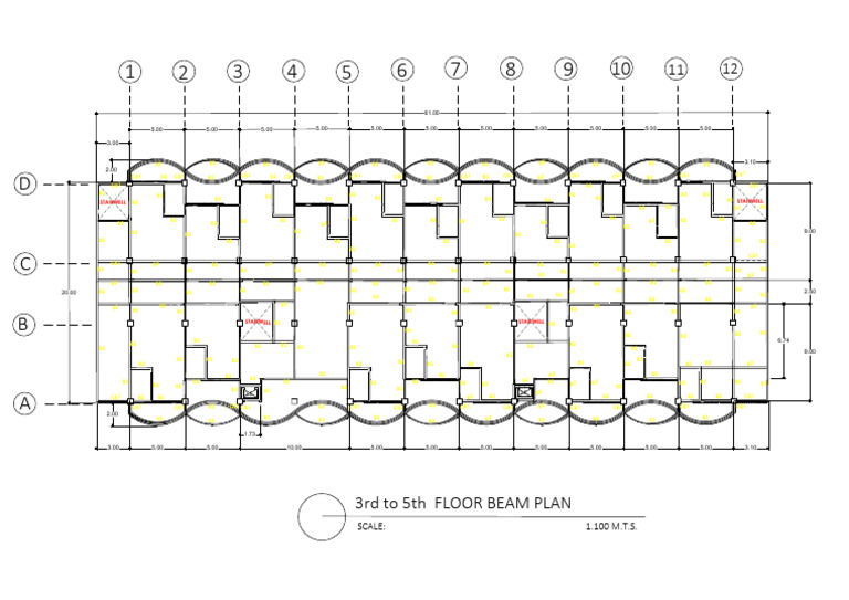 3rd to 5th Floor Beam Plan Details | PDF