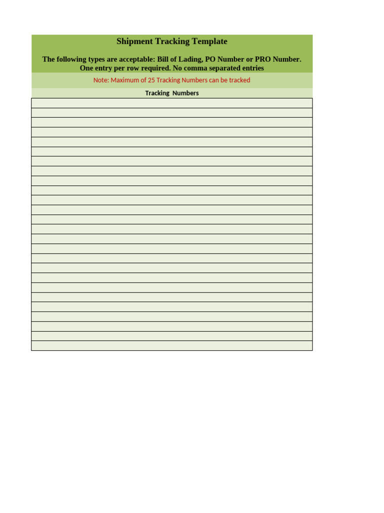 Shipment Tracking Template Guide | PDF