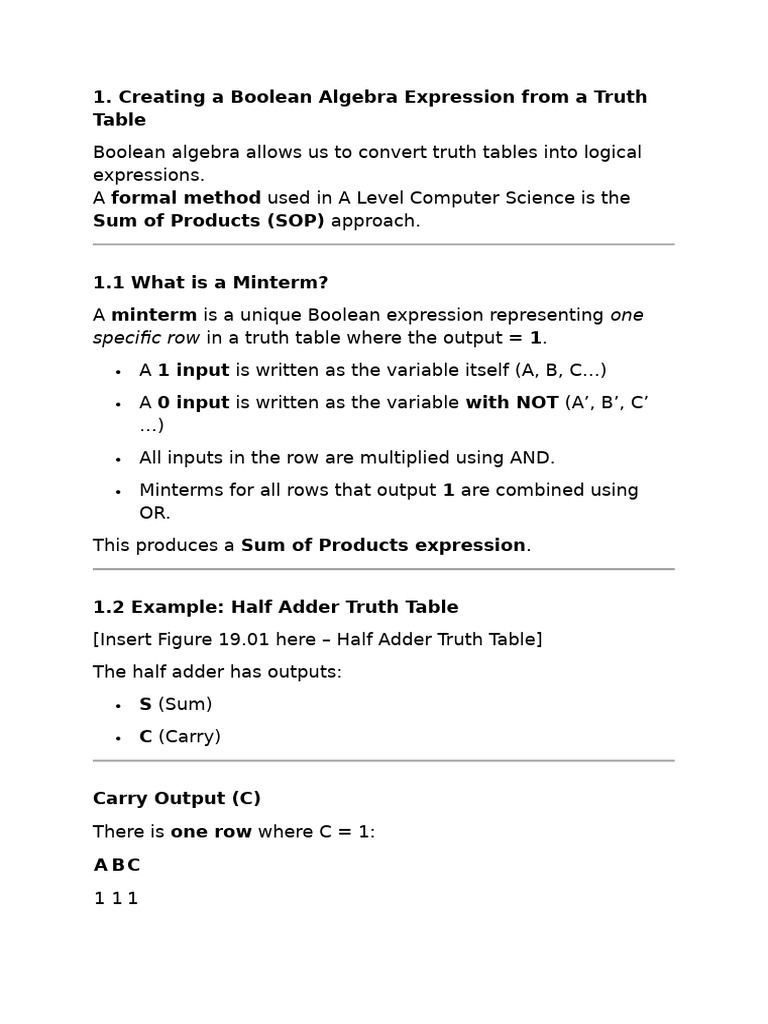 Boolean Expressions SOP | PDF | Mathematics | Mathematical Logic
