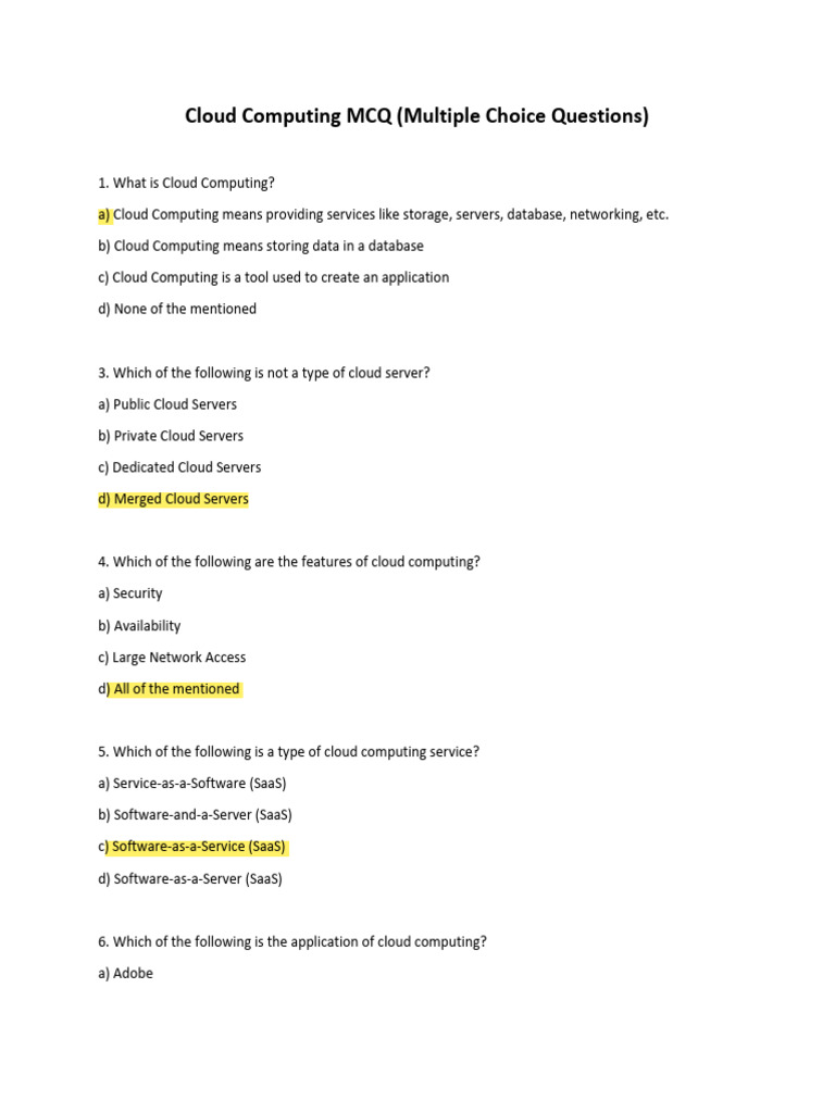 Cloud Computing Mcqs v1 | PDF | Cloud Computing | Computing