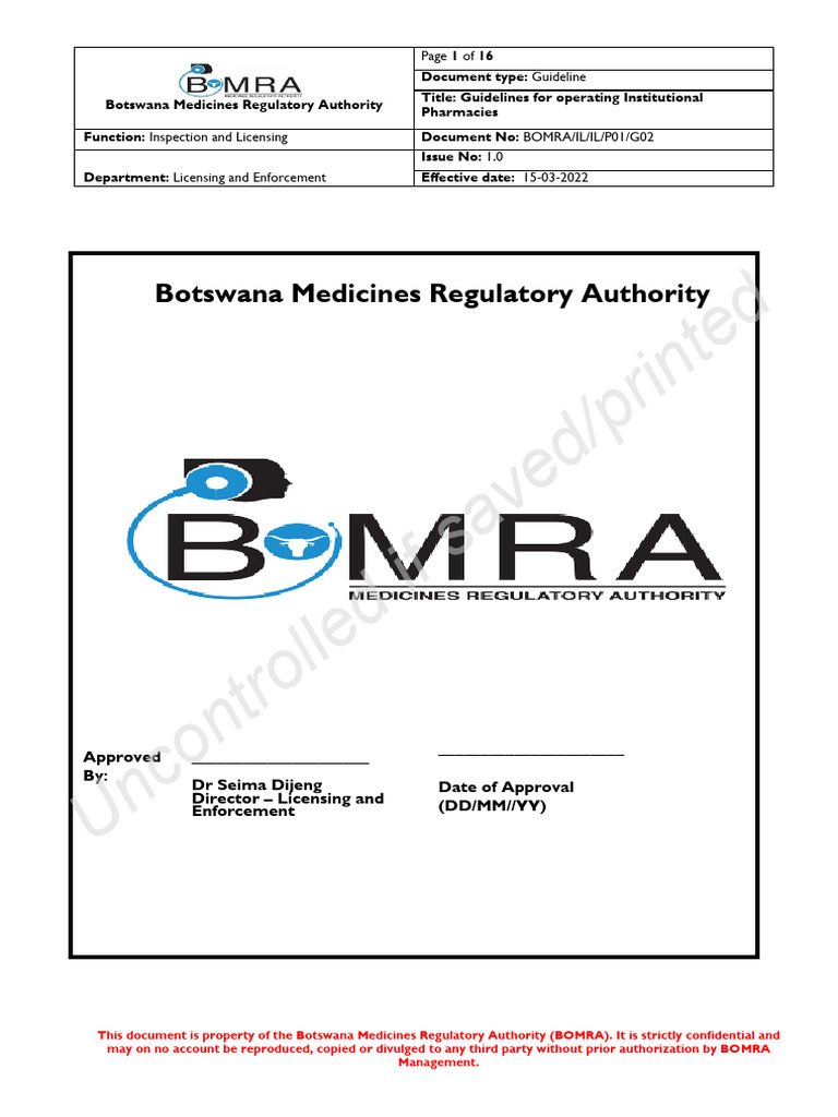 Guidelines For Operating Institutional Pharmacies IL IL P01 G02 Iss1 ...