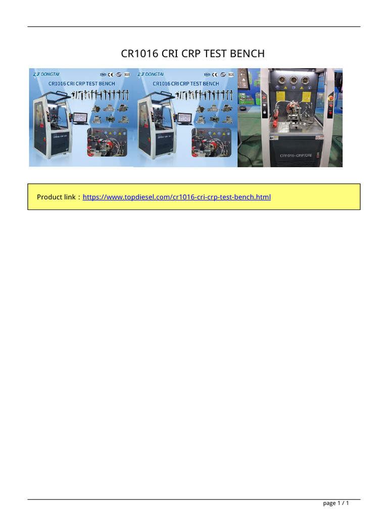 Cr1016 Cri CRP Test Bench | PDF
