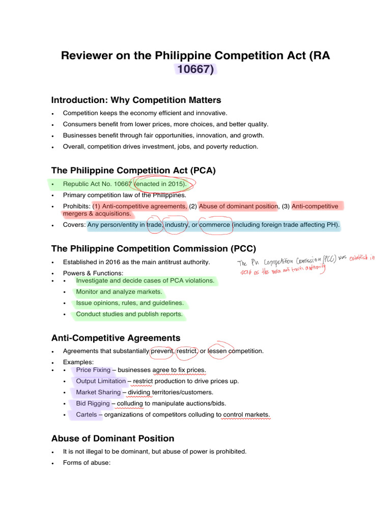 Overview of the Philippine Competition Act | PDF | Mergers And ...