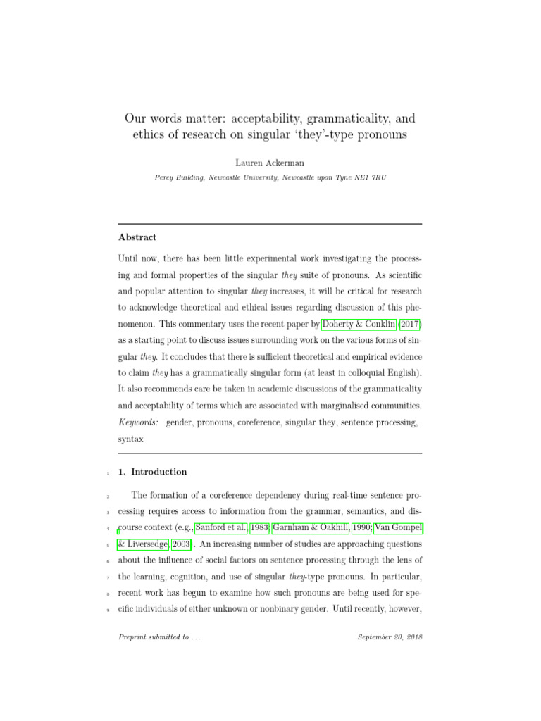 Ackerman-2018 - Our Words Matter Ms | PDF | Grammatical Number | Pronoun